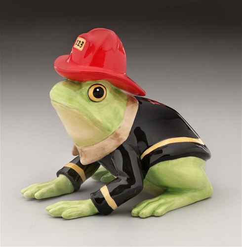 Fireman Frog Ceramic Satuette The Cottage Shop