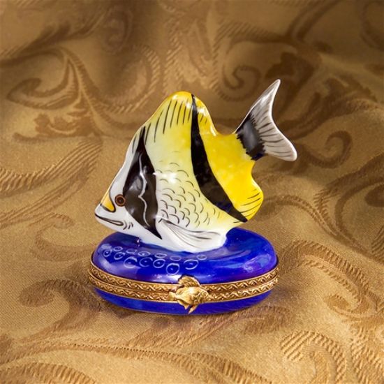The Cottage Shop - Limoges Yellow Black Fish Box