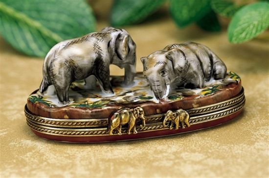 The Cottage Shop - Limoges Two Elephants Box
