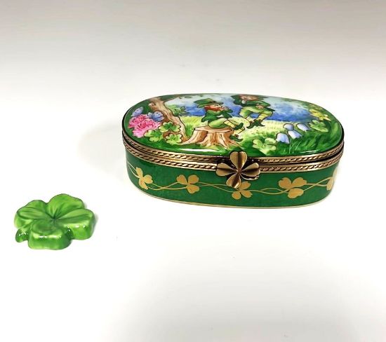 The Cottage Shop - Limoges Irish Box Leprechaun in the Garden