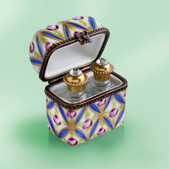 The Cottage Shop - Limoges Blue Trellis and Roses Perfume Chest Box ...
